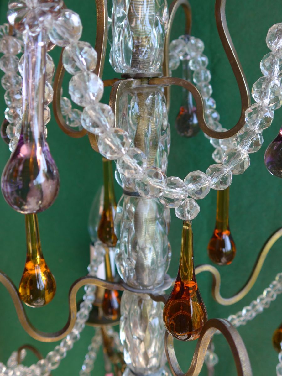 LUSTRE PERLES ET GOUTTES EN VERRE COLORE