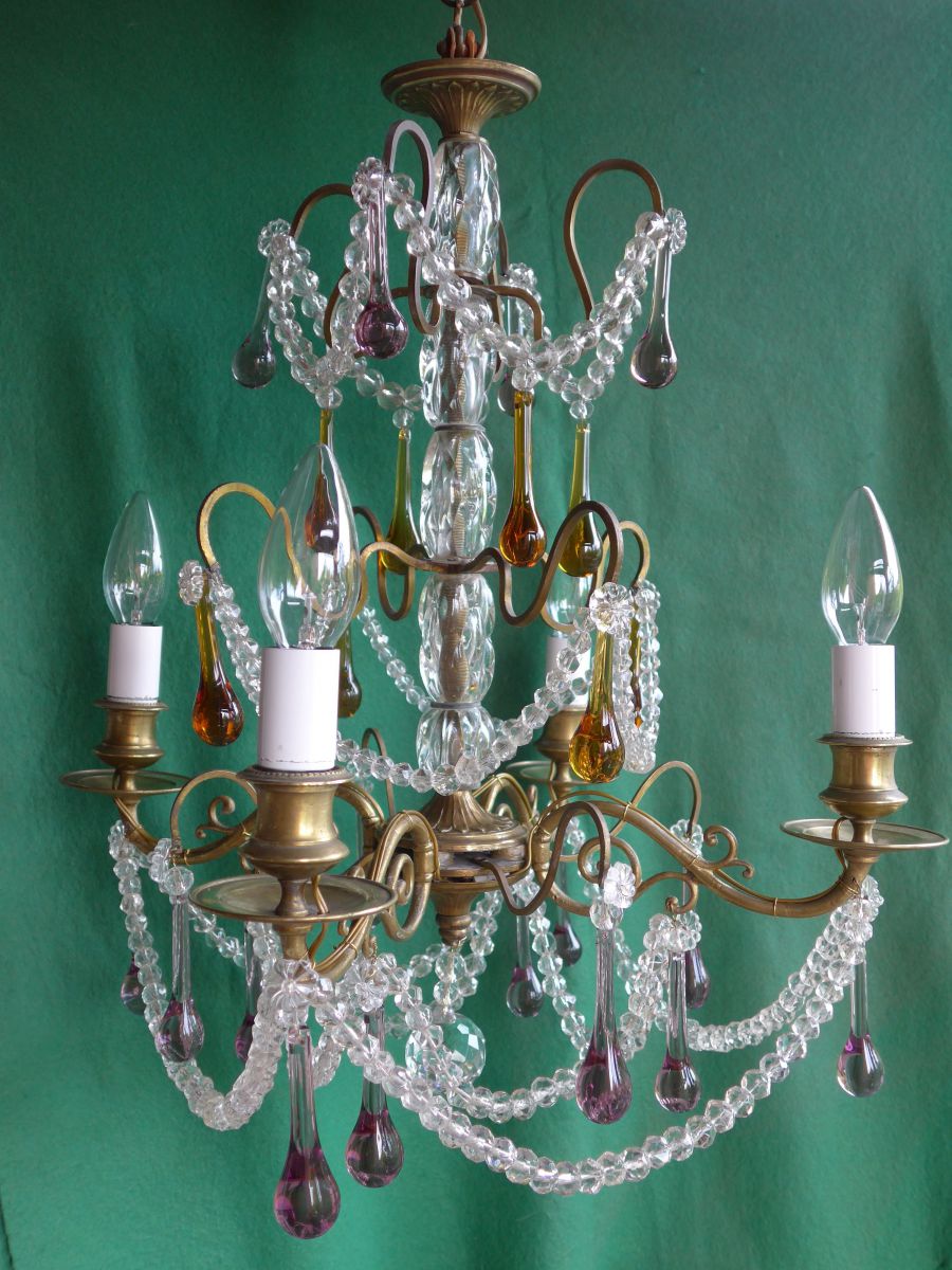 LUSTRE PERLES ET GOUTTES EN VERRE COLORE